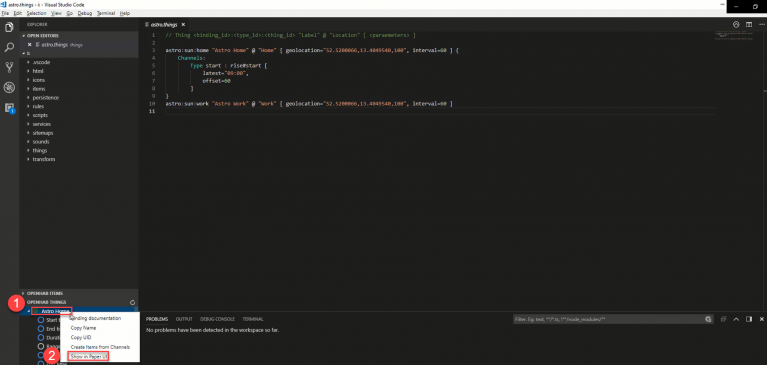 openHAB 2 Visual Studio Code Extension