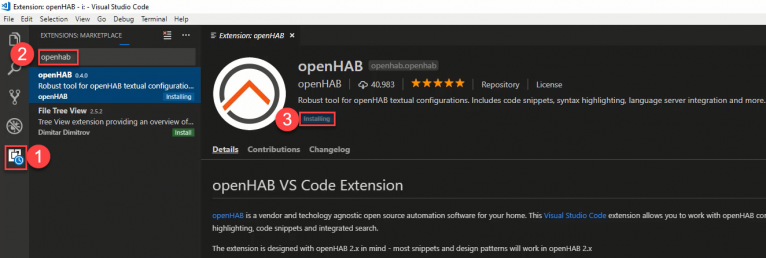 openHAB 2 Visual Studio Code Extension
