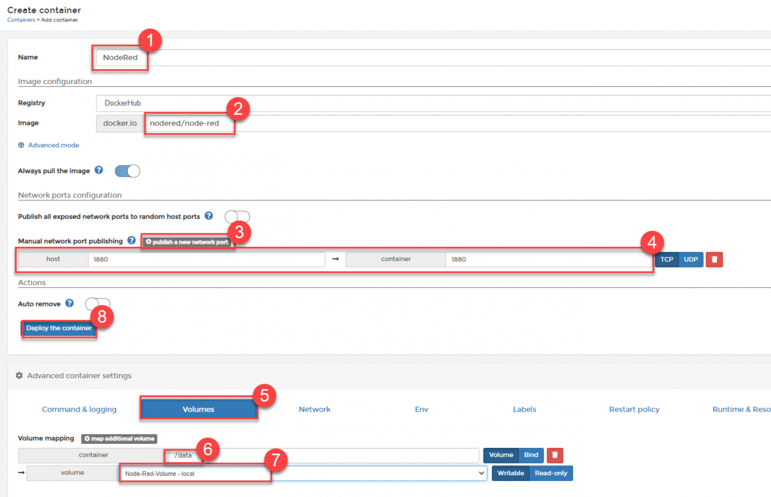 Node red in Docker installieren