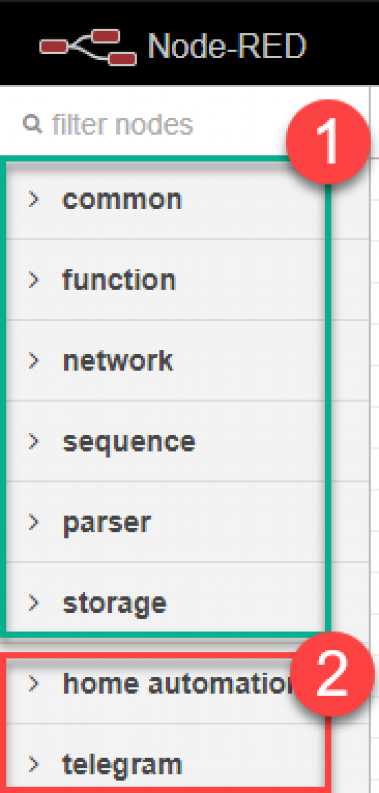 Node-RED - Node Kategorien
